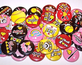 Softball Pin Back Buttons - Etsy