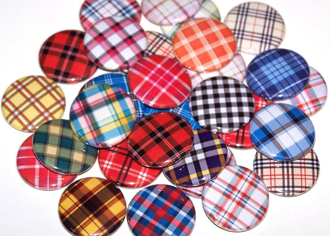 Plaid Pattern Assortment Set of 10 Buttons 1 Pinback | Etsy