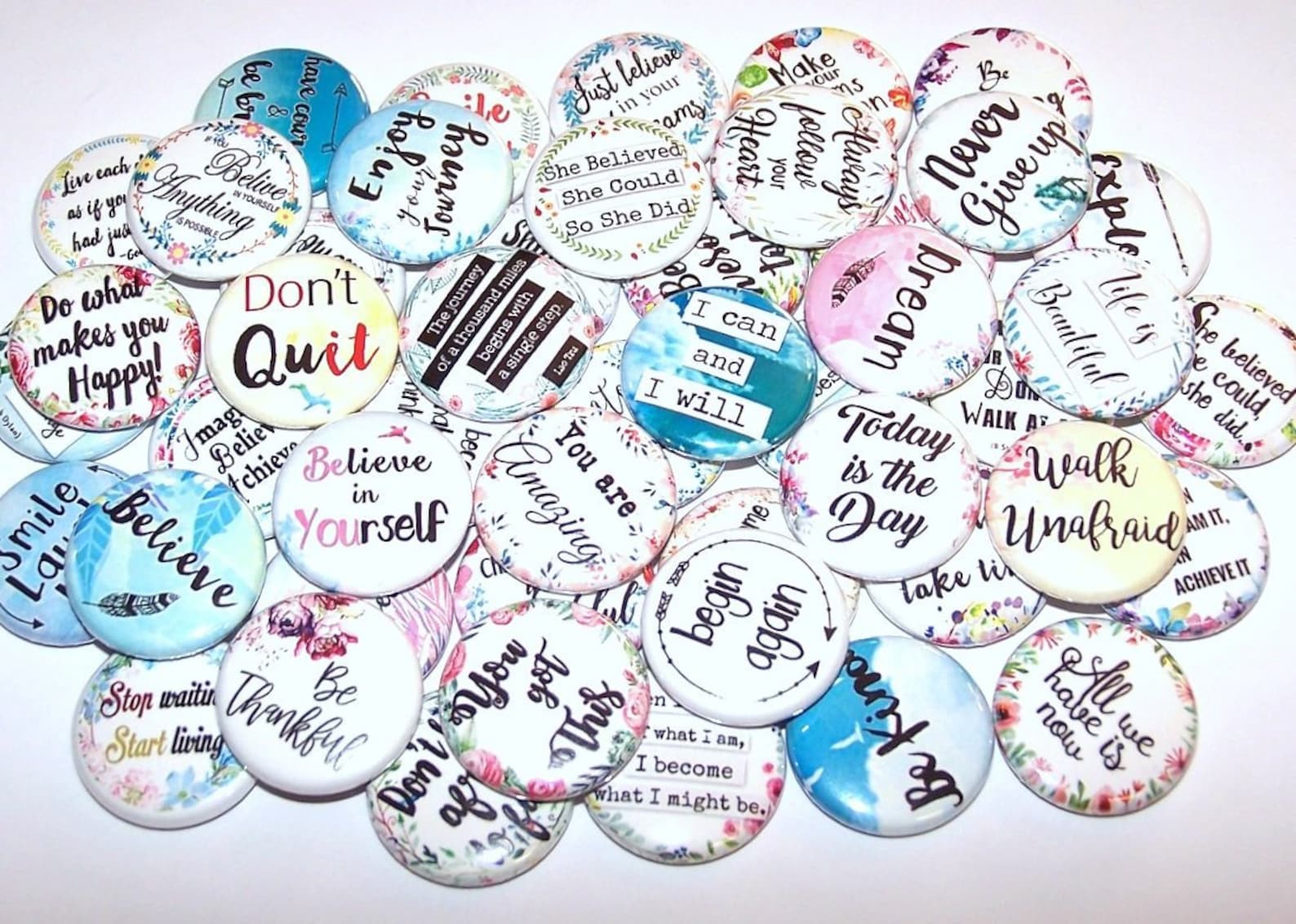 Motivational Quotes Pins (10 Pack), Inspirational Phrases Party Favors ...