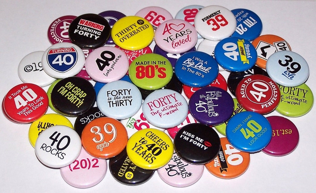 40th Birthday Pins (10 Pack) Turning 40 Party Favors Pinback Buttons, 1 ...