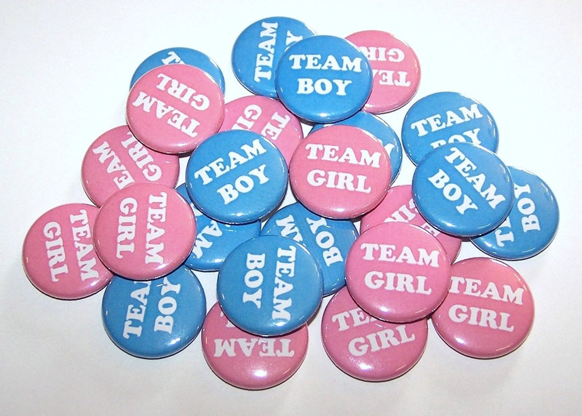 Gender Reveal Buttons Team Girl Team Boy (20 Pack) Buttons Baby Shower ...