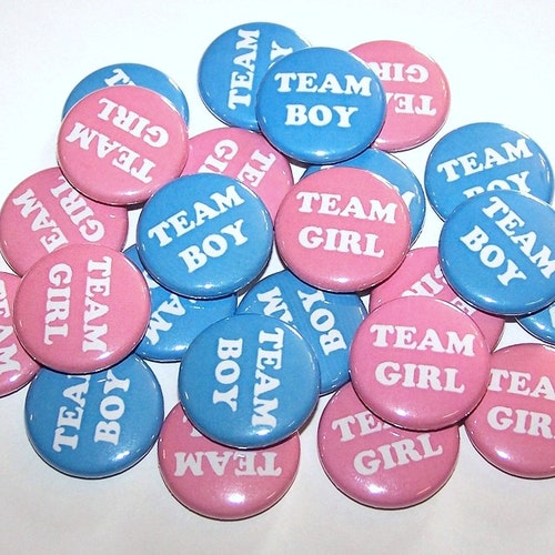 Gender Reveal Buttons Team Girl Team Boy 20 Pack Buttons - Etsy