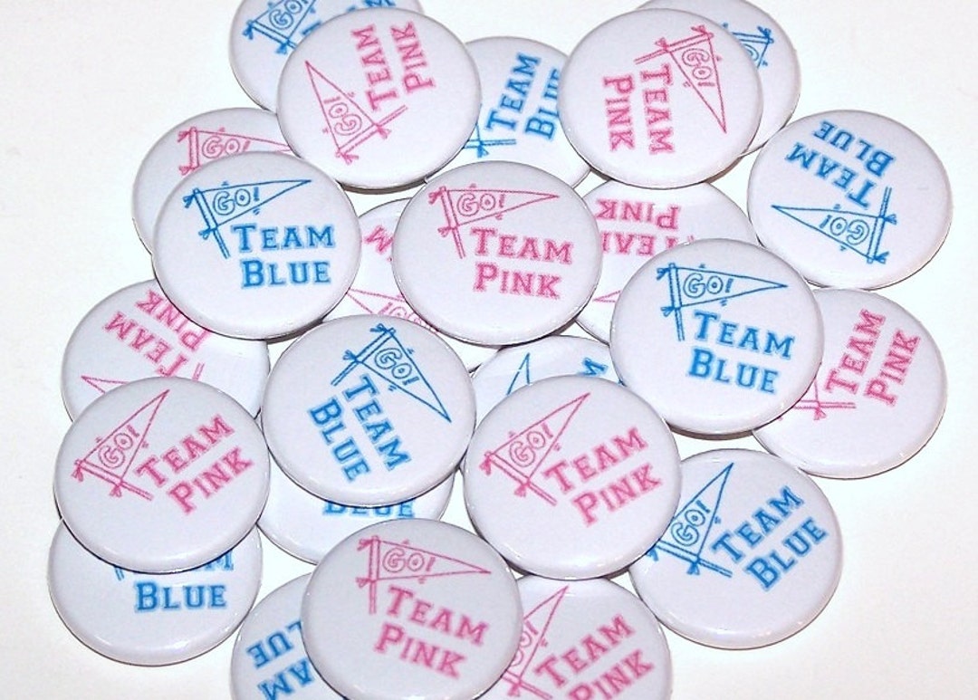 Go Team Pink & Go Team Blue Gender Reveal Party (20 Pack) Buttons Baby ...