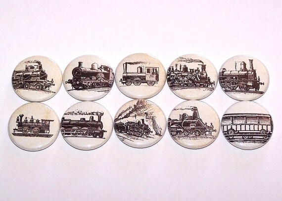 Locomotive Railroad Trains Set 10 Pack Pinback Buttons | Etsy