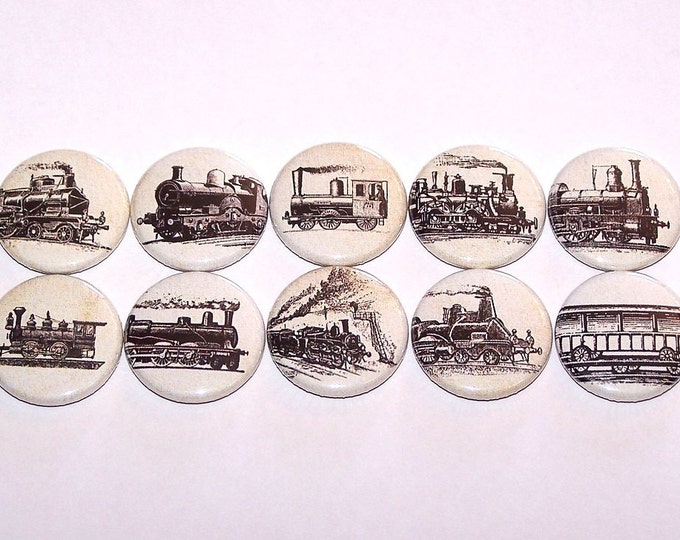 Locomotive Railroad Trains Set 10 Pack Pinback Buttons | Etsy