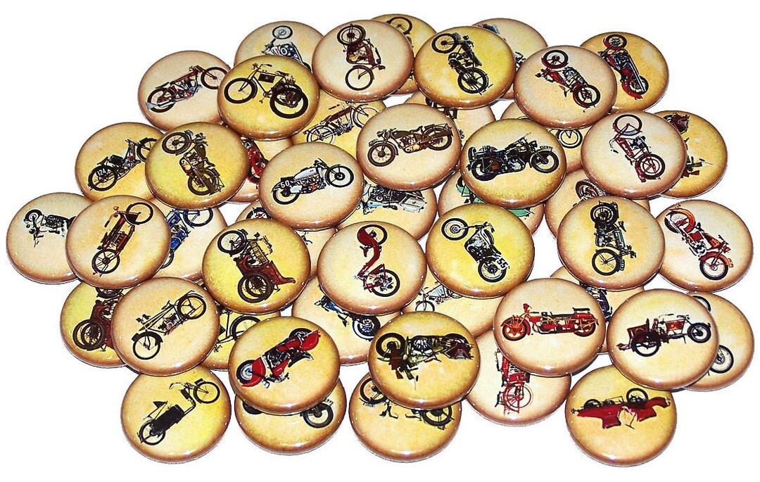 Vintage Style Motorcycle Pins (10 Pack) Biker Pinback Buttons, Party ...