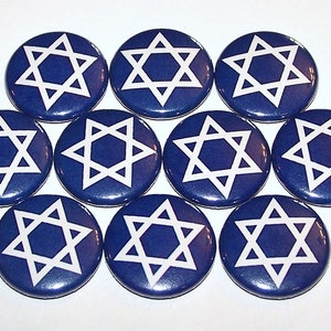 Star of David Pins (10 Pack), Blue & White Hanukkah Pinback Buttons, 1 ...