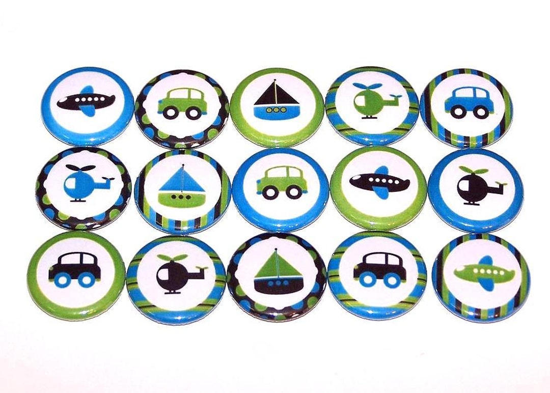 Cute Transportation Vehicles Set of 15 Buttons 1 Inch Pinback Buttons 1 ...