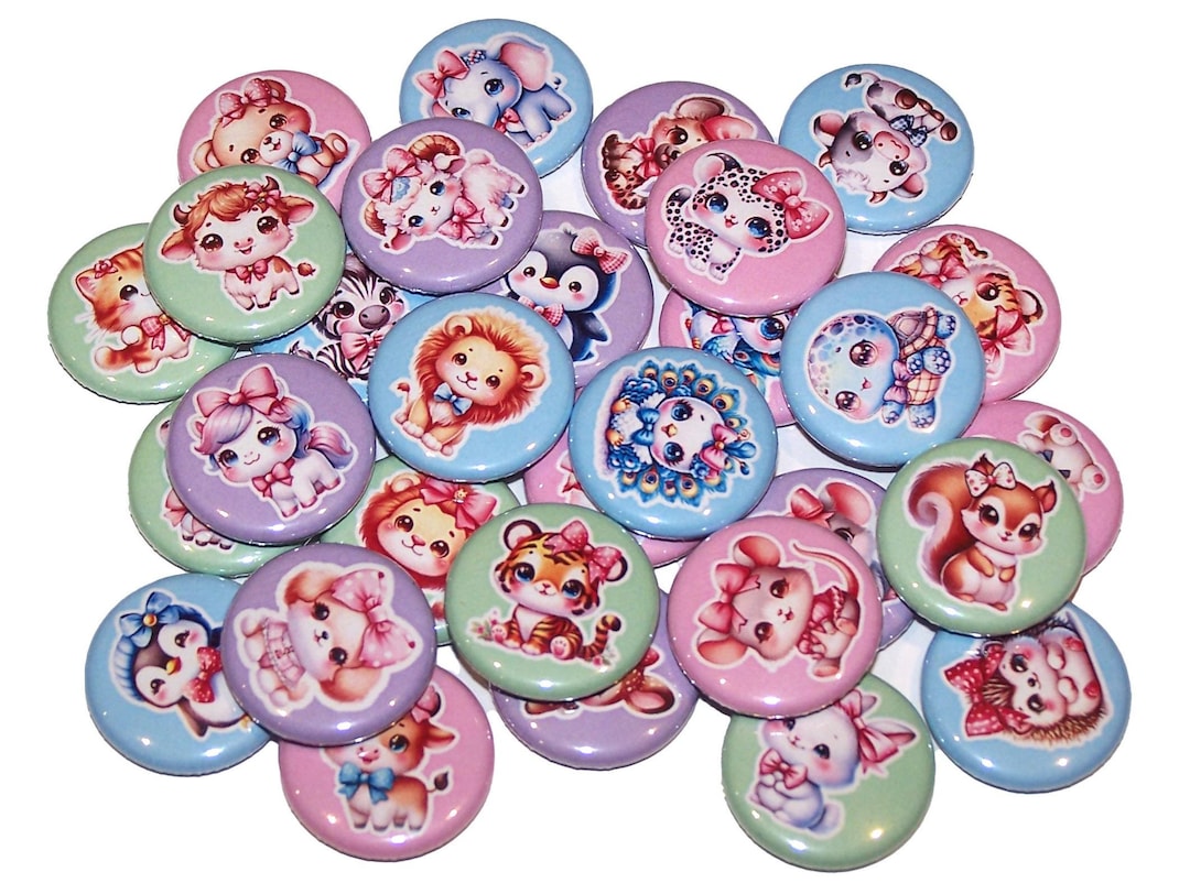 Cute Animals With Bows Pins (10 Pack), Animal Party Favors 1" or 1.5 ...