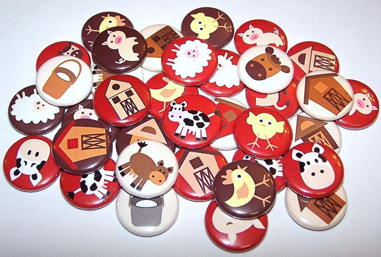 Cute Farm Animals Pins 10 Pack Buttons 1 or 1.5 | Etsy