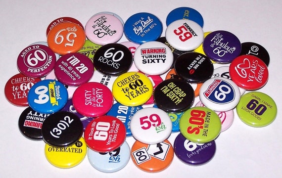 60th Birthday Pins 10 Pack Turning 60 Party Favors Pinback - Etsy