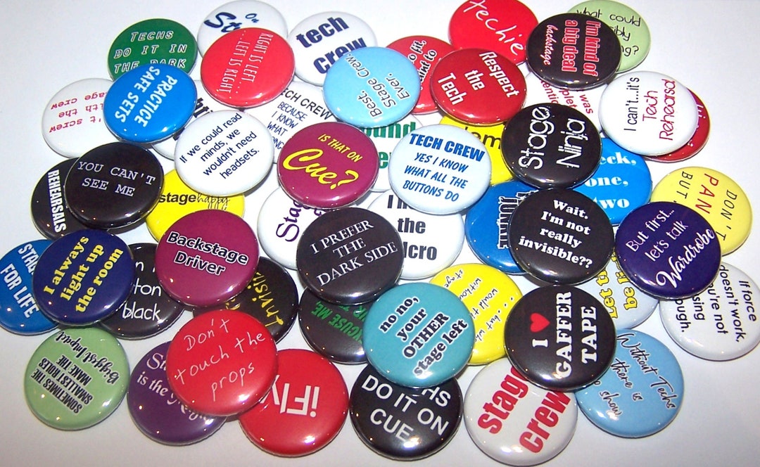 Stage Crew Theater Tech Pins (10 Pack), 1" or 1.5" or 2.25" Pinback ...