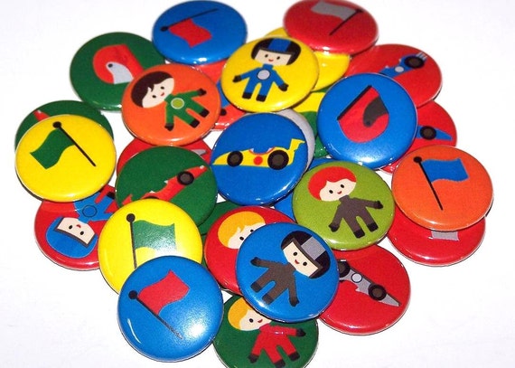 Race Car Theme Little Racers Set of 10 Buttons Party Favors 1 | Etsy
