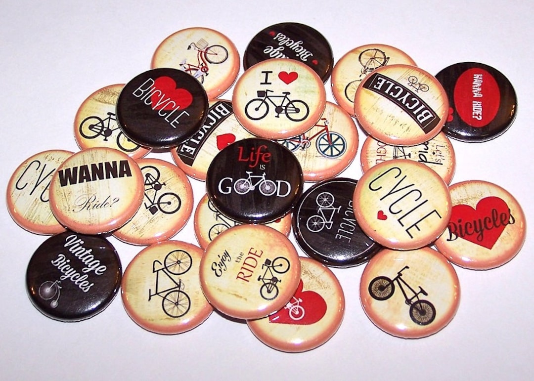 Bicycle Riding Pins (10 Pack) Biking Buttons, 1" or 1.5" or 2.25 ...