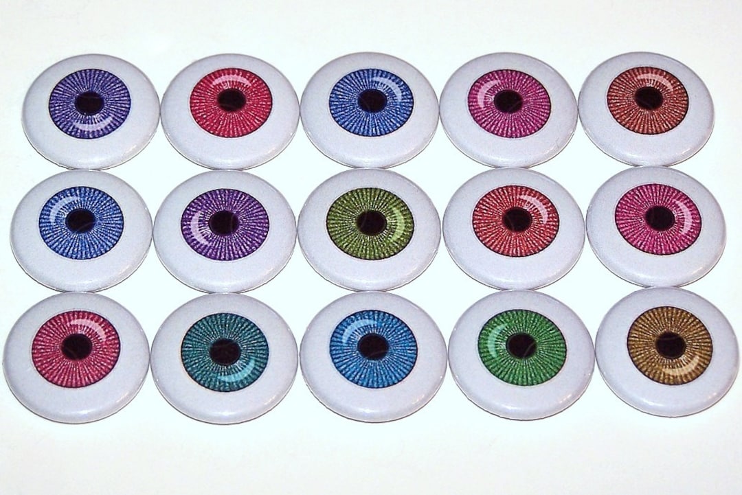Colorful Eyeballs Pin Back Buttons (15 Pack) Eye Colors Pins, 1" or 1.5 ...
