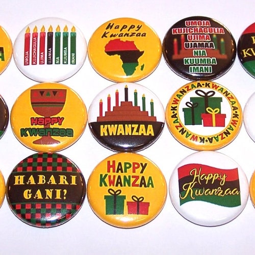 Kwanzaa Party Favors 15 Pack Happy Kwanzaa Buttons Joyous - Etsy