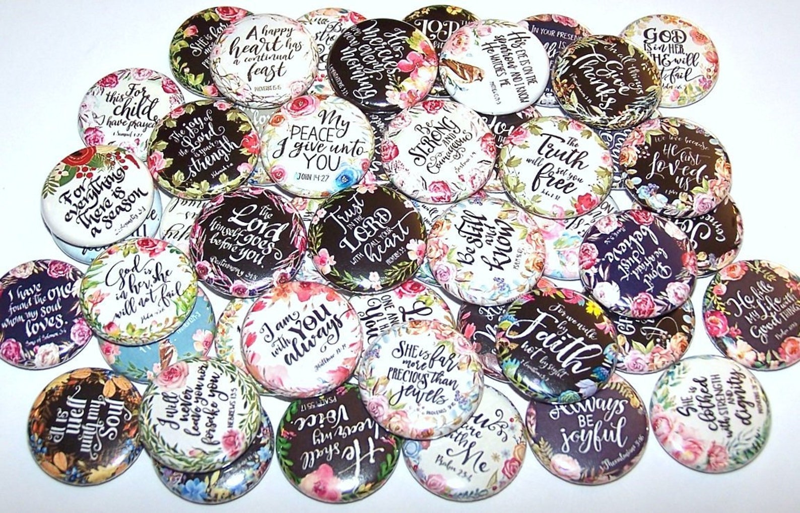 Floral Bible Verses Pins 10 Pack Religious Bible Quotes - Etsy