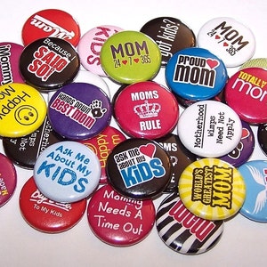 Moms Rule Mother's Day Party Favors Set of 10 Buttons 1" or 1.5" Pin ...