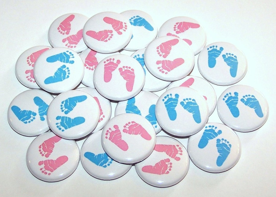 Gender Reveal Baby Feet Footprints Theme Baby Shower Party Favors (20 ...
