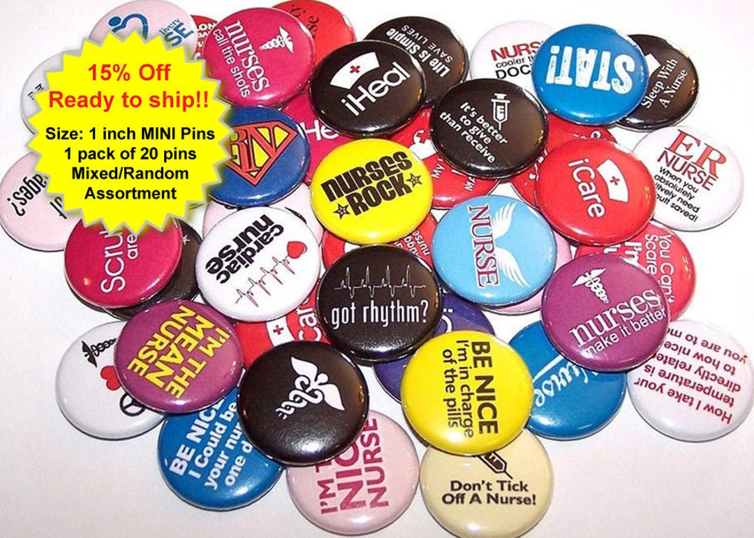 READY to SHIP! Nurse RN 1" Mini Pins (20 Pack Random Assortment) Party ...