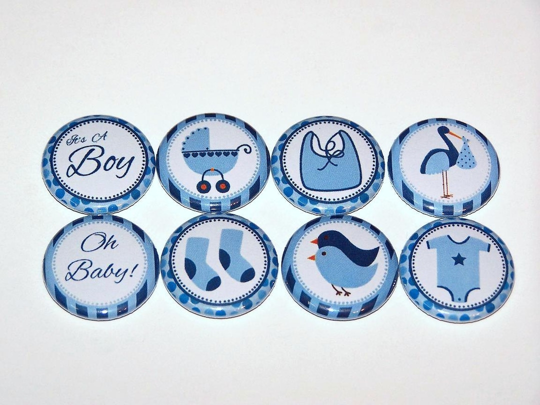 Blue It's A Boy Baby Shower, Party Favor Pins (8 Pack), 1" or 1.5" or 2 ...