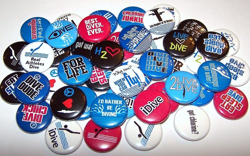 Diver Pins 10 Pack Diving Pinback Buttons 1 or | Etsy