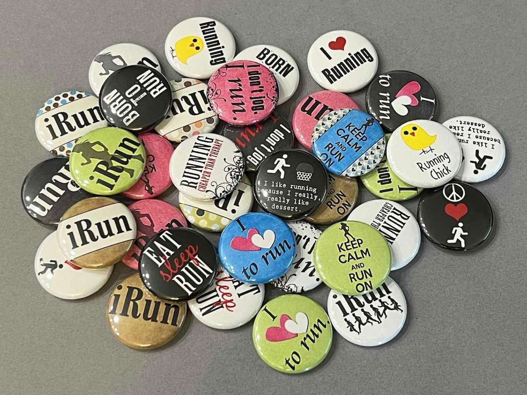 Running Runner Pins (10 Pack) Running Buttons, 1" or 1.5" or 2.25 ...