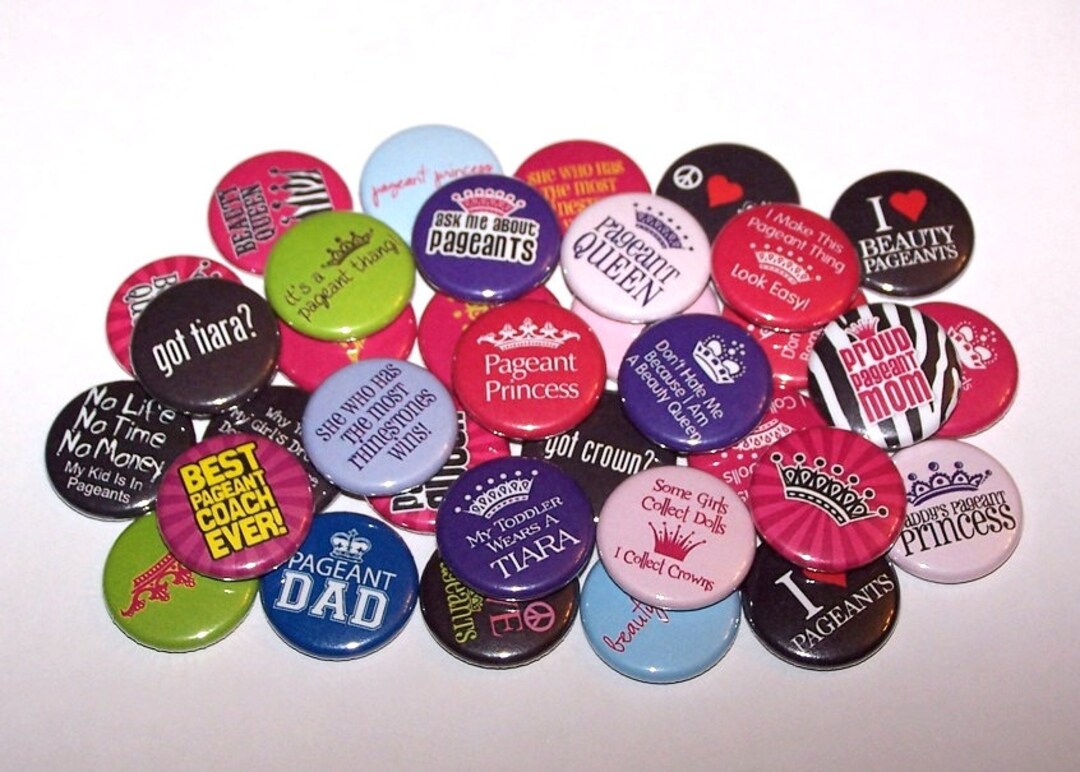 Beauty Pageant Set of 10 Buttons 1" or 1.5" Pin Back Buttons or Magnets ...