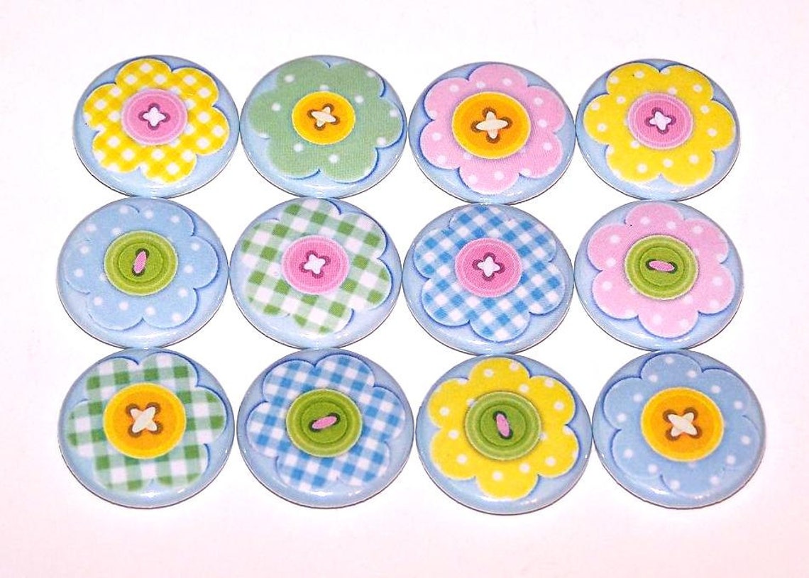 Button Flowers 1 Inch Pin Back Buttons 1 Pins or Magnets | Etsy
