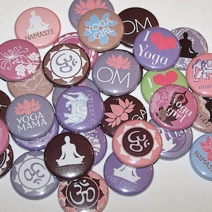 Yoga Namaste Set of 10 Buttons 1" or 1.5" Pin Back Buttons or Magnets ...