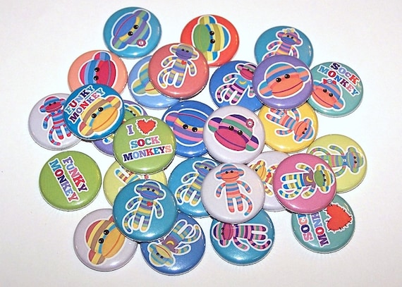 Colorful Sock Monkey Buttons Set of 10 Buttons 1 or | Etsy