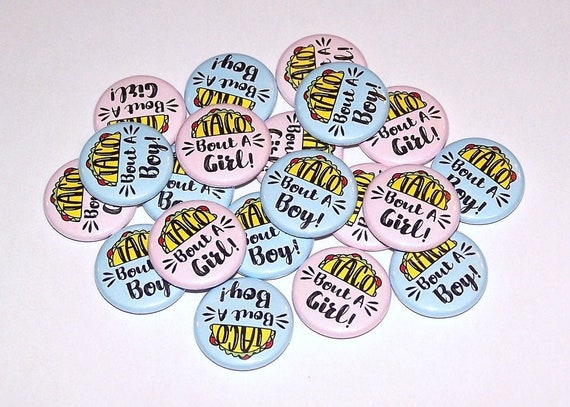 Taco Gender Reveal Pins 20 Pack Taco Bout a Baby Boy or Girl - Etsy
