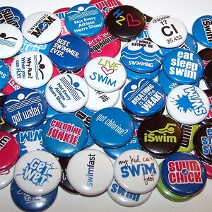 Swimmer Pins (10 Pack), Swimming Pinback Buttons, 1" or 1.5" or 2.25 ...