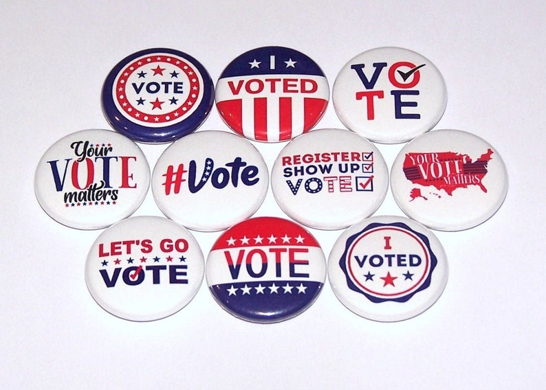 Voting Pins (10 Pack) I Voted Election Buttons Party Favors Pins 1" or ...