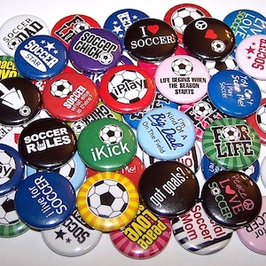 Soccer Pins Soccer Buttons Soccer Theme Set of 10 Buttons 1" or 1.5 ...