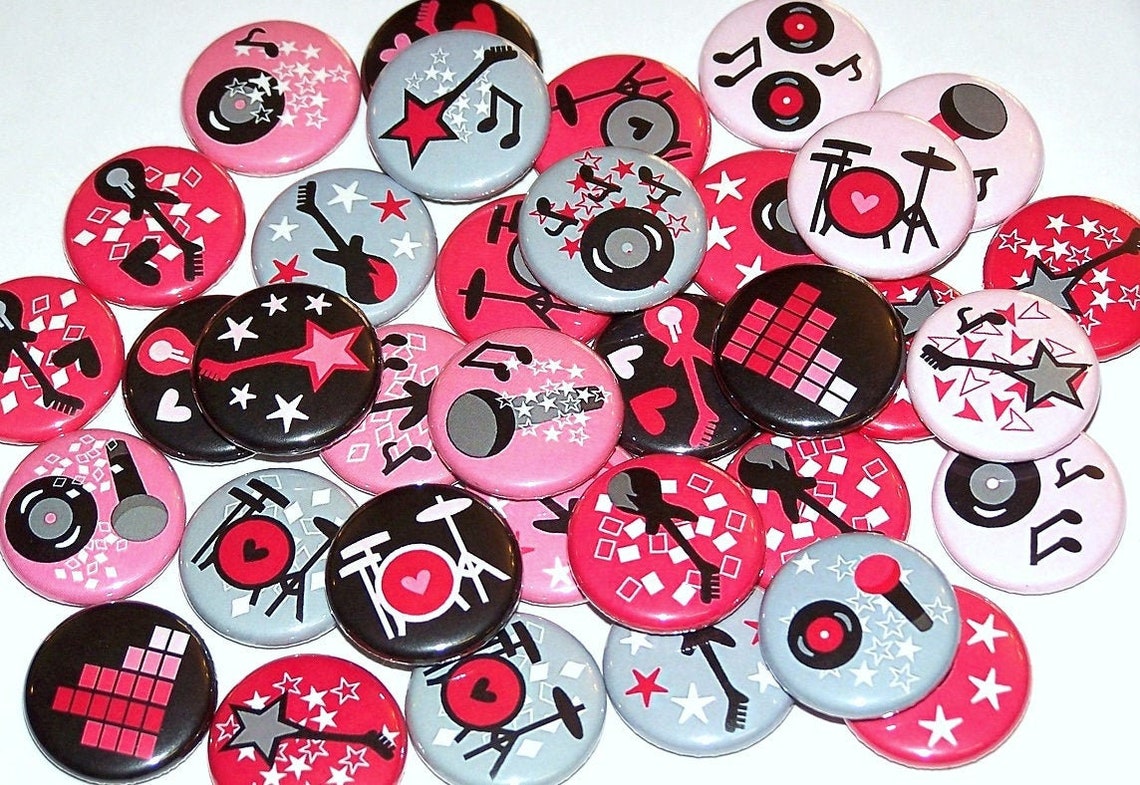 Rock Star Pink Pins 10 Pack Rock and Roll Party Favors - Etsy
