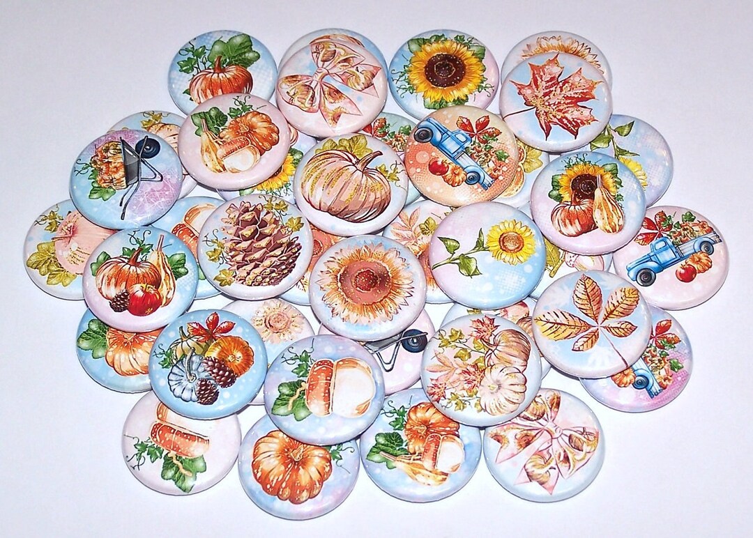 Autumn Harvest Pins (10 Pack), Happy Fall Party Favors, 1" or 1.5" or 2 ...