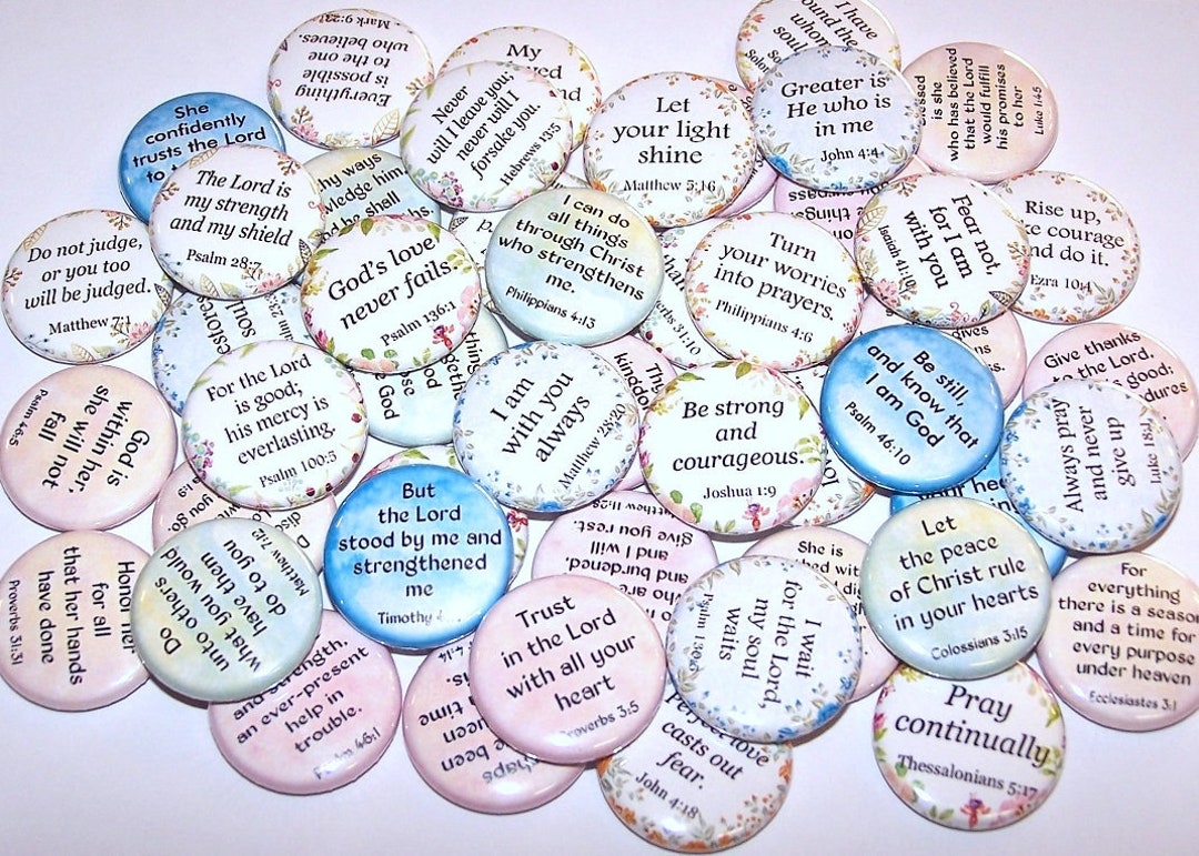 Christian Bible Verses Pins (10 Pack) Religious Scripture Quotes Party ...