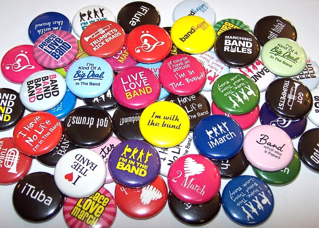 Marching Band Set of 10 Buttons 1" or 1.5" Pin Back Buttons or Magnets ...