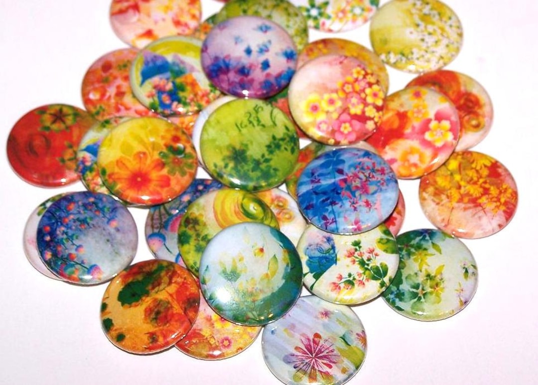 Colorful Water Color Flowers Set of 10 Buttons 1 Inch Pinback Buttons 1 ...