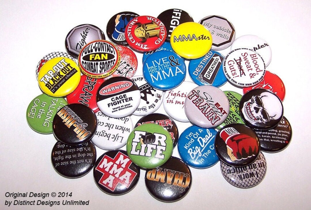 MMA Fighter Pins (10 Pack), Mixed Martial Arts Party Favor, 1" or 1.5 ...