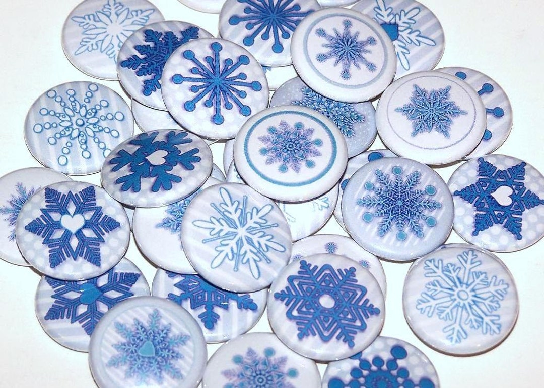 Blue Winter Snowflakes Set of 10 Buttons 1" Pins or Magnets - Etsy