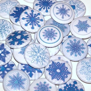 Blue Winter Snowflakes Set of 10 Buttons 1" Pins or Magnets - Etsy