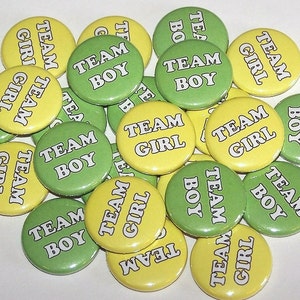 Team Girl & Team Boy Gender Reveal Party (20 Pack) Buttons Baby Shower ...