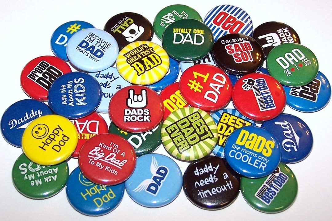 Dads Rock Father's Day Party Favors Set of 10 Buttons 1" or 1.5" Pin ...