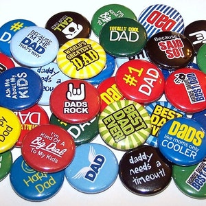 Dads Rock Father's Day Party Favors Set of 10 Buttons 1" or 1.5" Pin ...