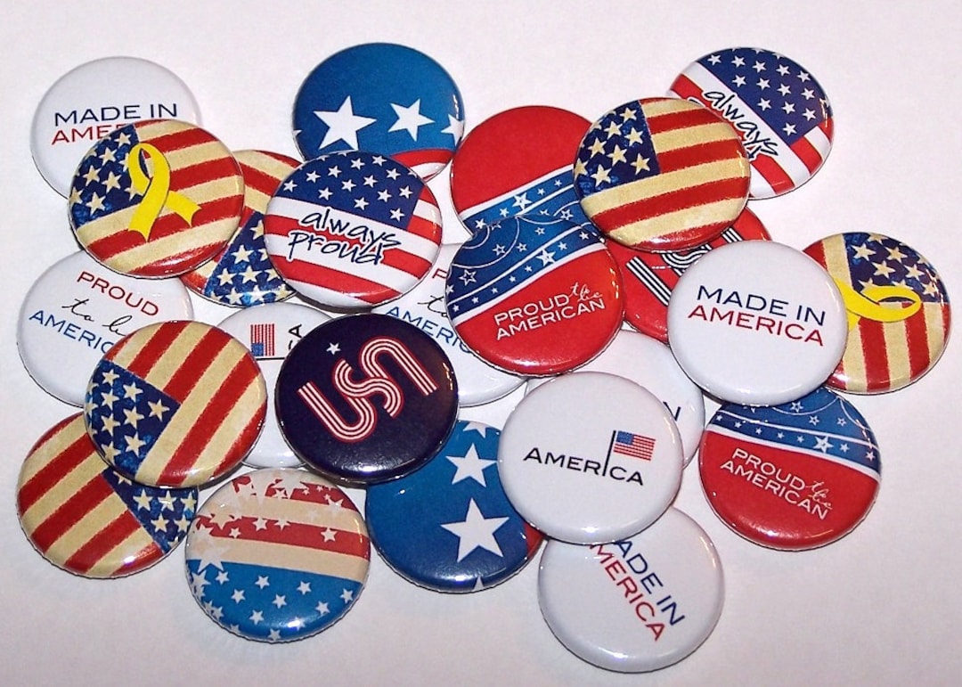 Patriotic USA 4th of July Set of 10 Buttons 1" Pins or Magnets American ...