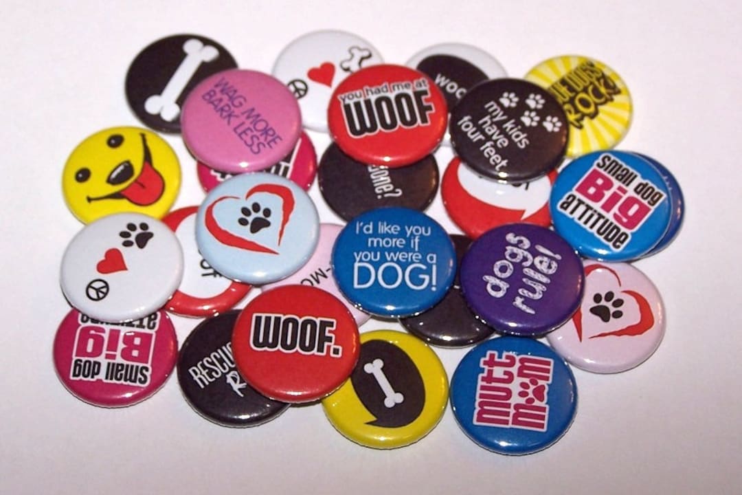 I Love Dogs Pins (10 Pack), 1" or 1.5" or 2.25" Pin Back Buttons or ...