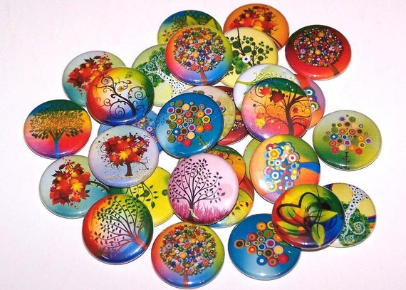 Colorful Whimsical Fantasy Trees Pins 10 Pack 1 or - Etsy