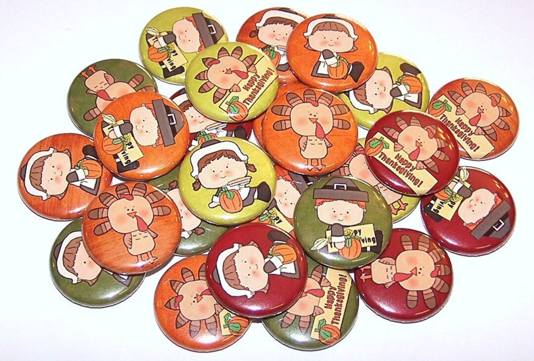 Thanksgiving Pilgrim Pins (10 Pack), Happy Thanksgiving Party Favors ...
